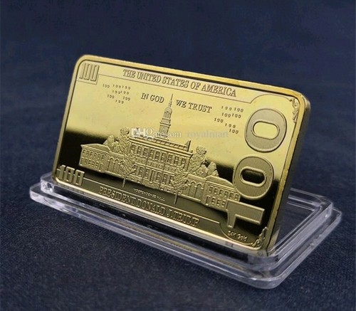 New Years SALE! President Trump 24K $100 Gold Bar MAGA Collectable Coin ...