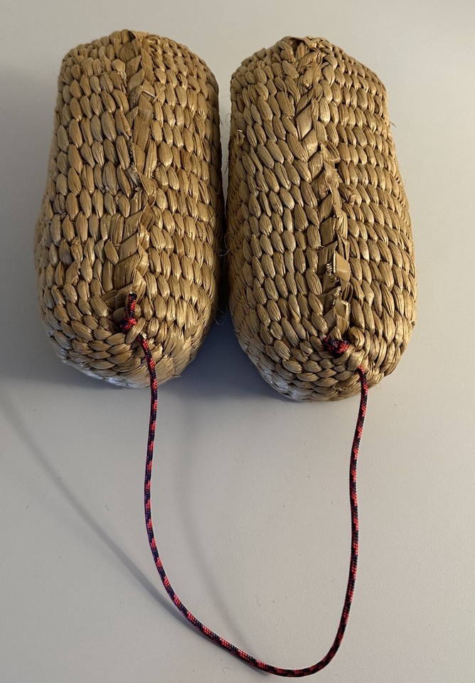 Vintage Woven Reed/Grass/Straw Childrens Clogs/Slippers/Shoes Hanging ...