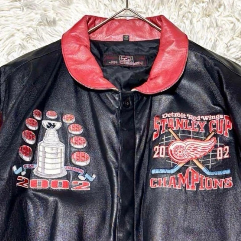 Jeff Hamilton Detroit Red Wings 2002 Stanley Cup Leather Jacket XL ...