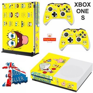 SPONGEBOB XBOX ONE S (SLIM) *TEXTURED VINYL ! * PROTECTIVE SKIN DECAL ...