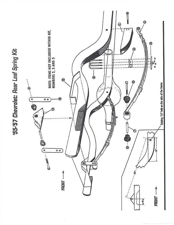 1955-57 Chevy Belair Rear Leaf Spring Relocation Kit - Deluxe, Calvert ...