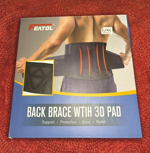 FEATOL Back Brace for Lower Back Pain Relief w/ 3D Silicone Lumbar Pad ...