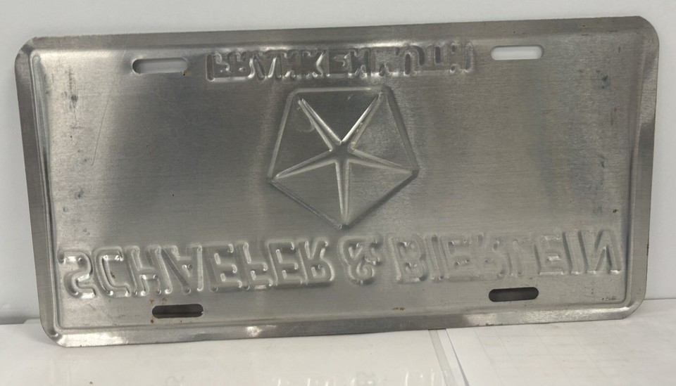 Vintage Dealership Metal License Plate Chrysler Dealer Tag Advertising ...
