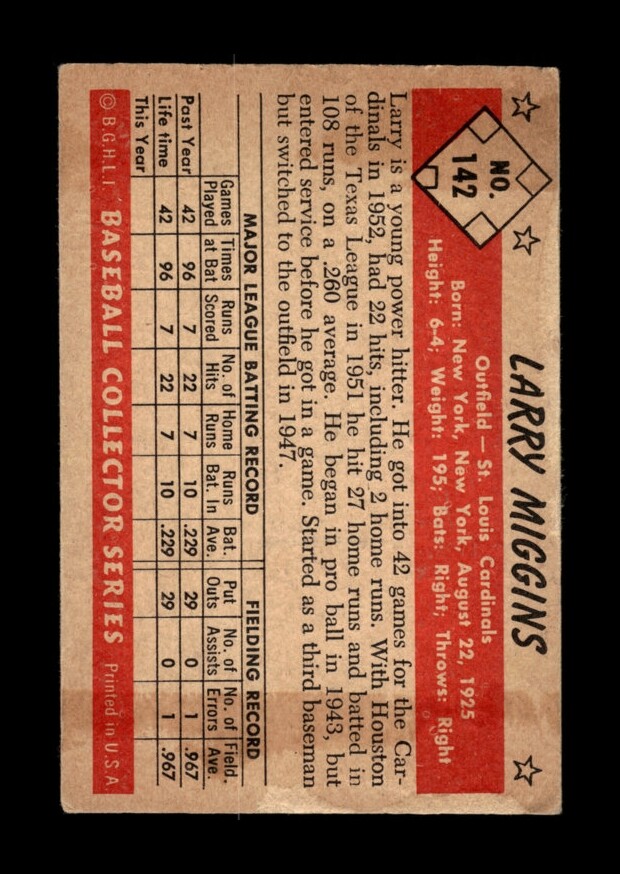 1953 Bowman Set-Break #142 Larry Miggins VG-VGEX *GMCARDS* | eBay