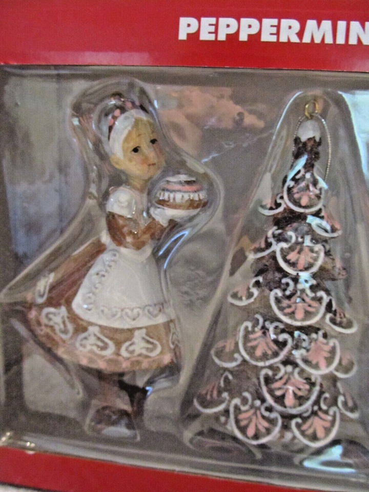 NEW Set of 3 Gingerbread Lace 5” Ornaments Santa Mrs Claus and Tree ...