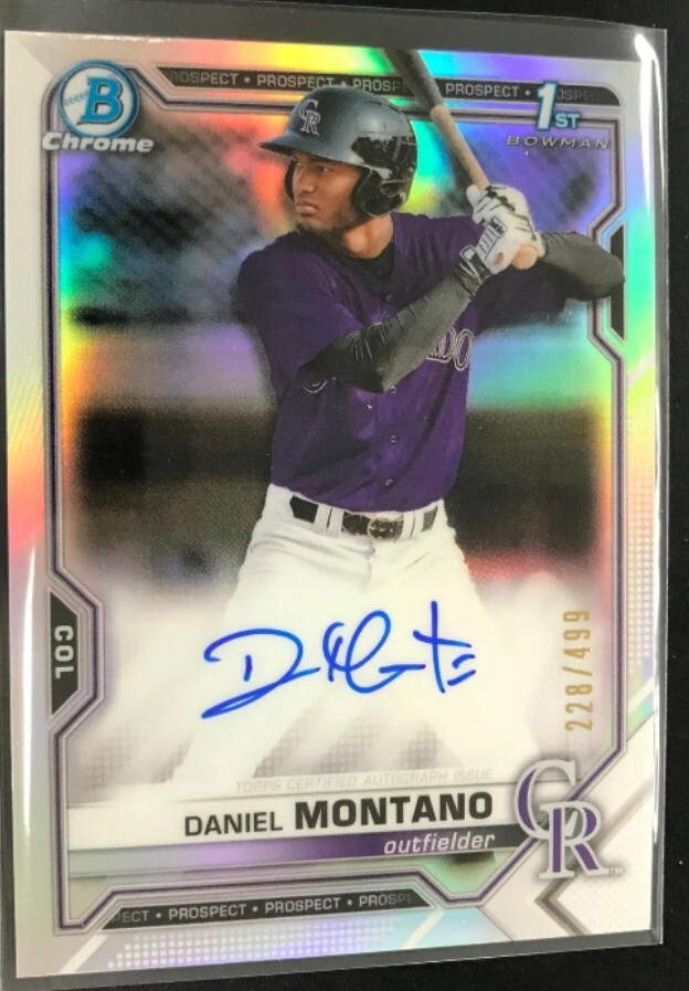 Daniel Montano 2021 Bowman Chrome Prospect Refractor Auto 1st Card #228 ...