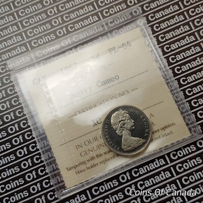 1967 Canada 5 Cents Nickel Coin - ICCS PL 64 w/ RARE Cameo # ...