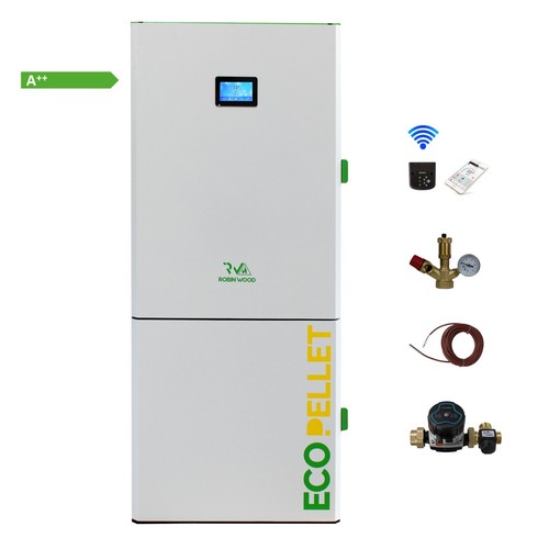 Ecopellet 35 kW pellet boiler with accessory set pellet heating system ...