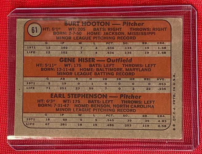 1972 Topps Baseball 61 Cubs Rookie Stars Burt Hooton/ Gene Hiser /E ...