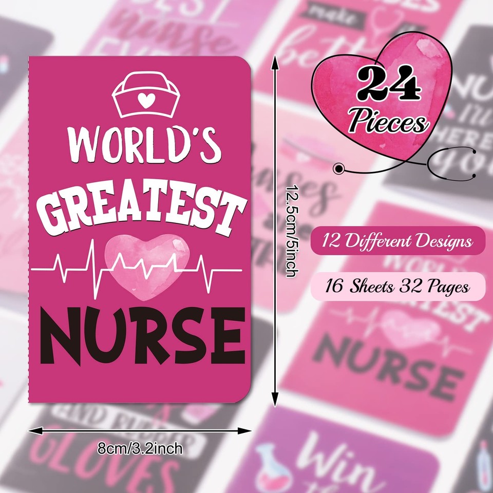 Nezyo 24 Pcs Nurse Notebooks Appreciation Gifts Mini Pocket Notepads ...