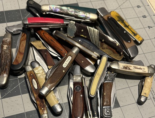 TSA Lot 30 Vintage Knives Old Timer Western Hammette Roper Sabre Col ...