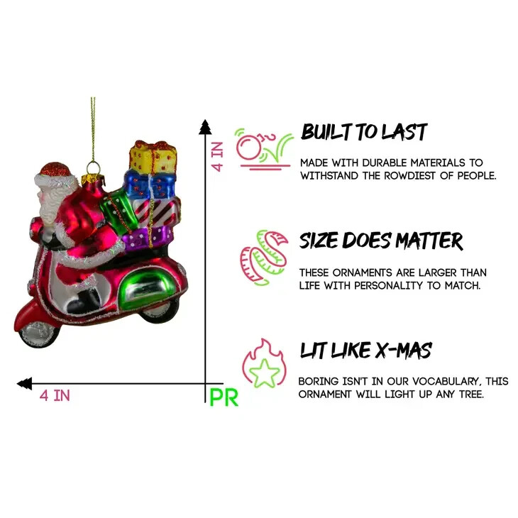 Party Rock Moped Santa Glass Ornament w | eBay