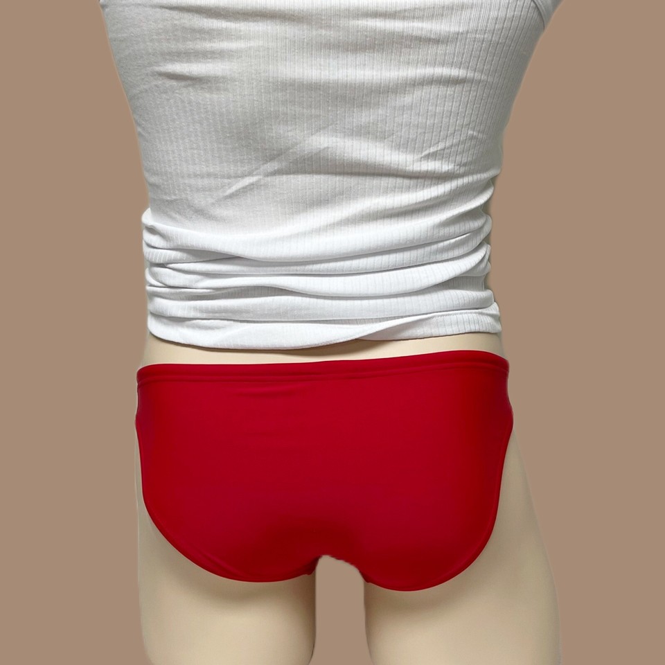 Speedo Men RED blue colorblock nylon swim Brief Swimwear size 30 32 34 ...