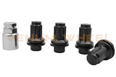 5 Pc 14x1.5 Toyota Lexus Black Wheel Locks + Key Included Fits Factory ...