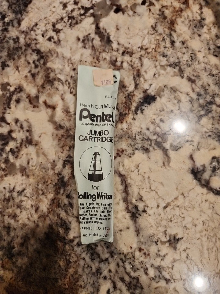 NOS Vintage Pentel RMJ-A Jumbo Rolling Writer Refill Cartridge Black ...