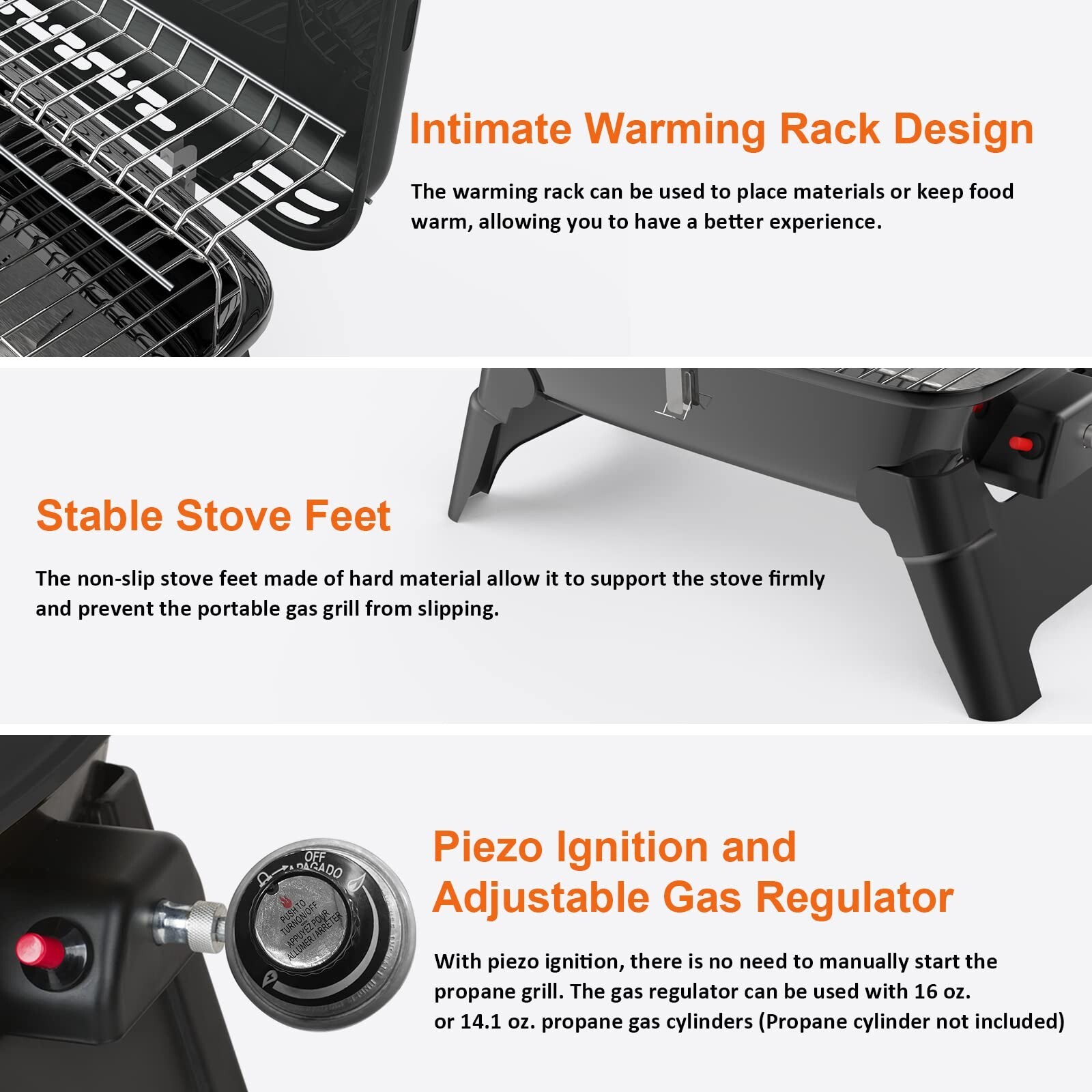 CAMPLUX Small Propane Grill 10,000 BTU, Portable Propane Grills 189 ...