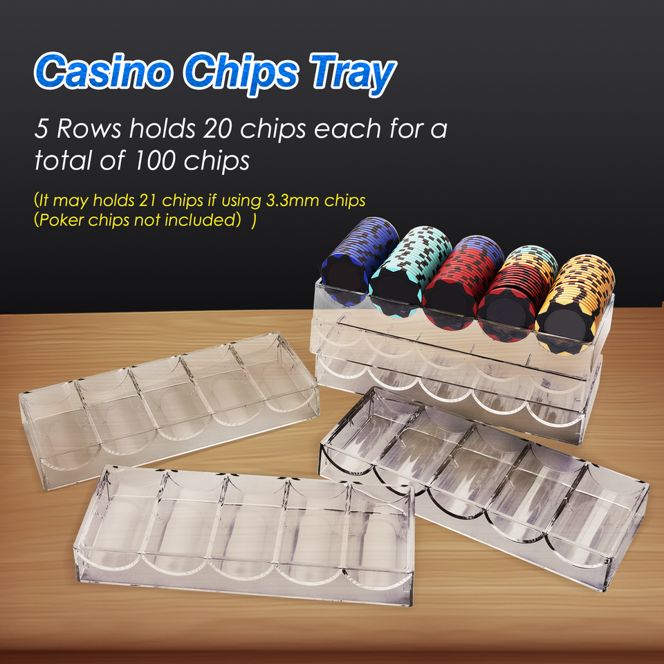100-Piece Acrylic Poker Chip Rack. 100ct Casino Poker Chip Tray/Holder ...