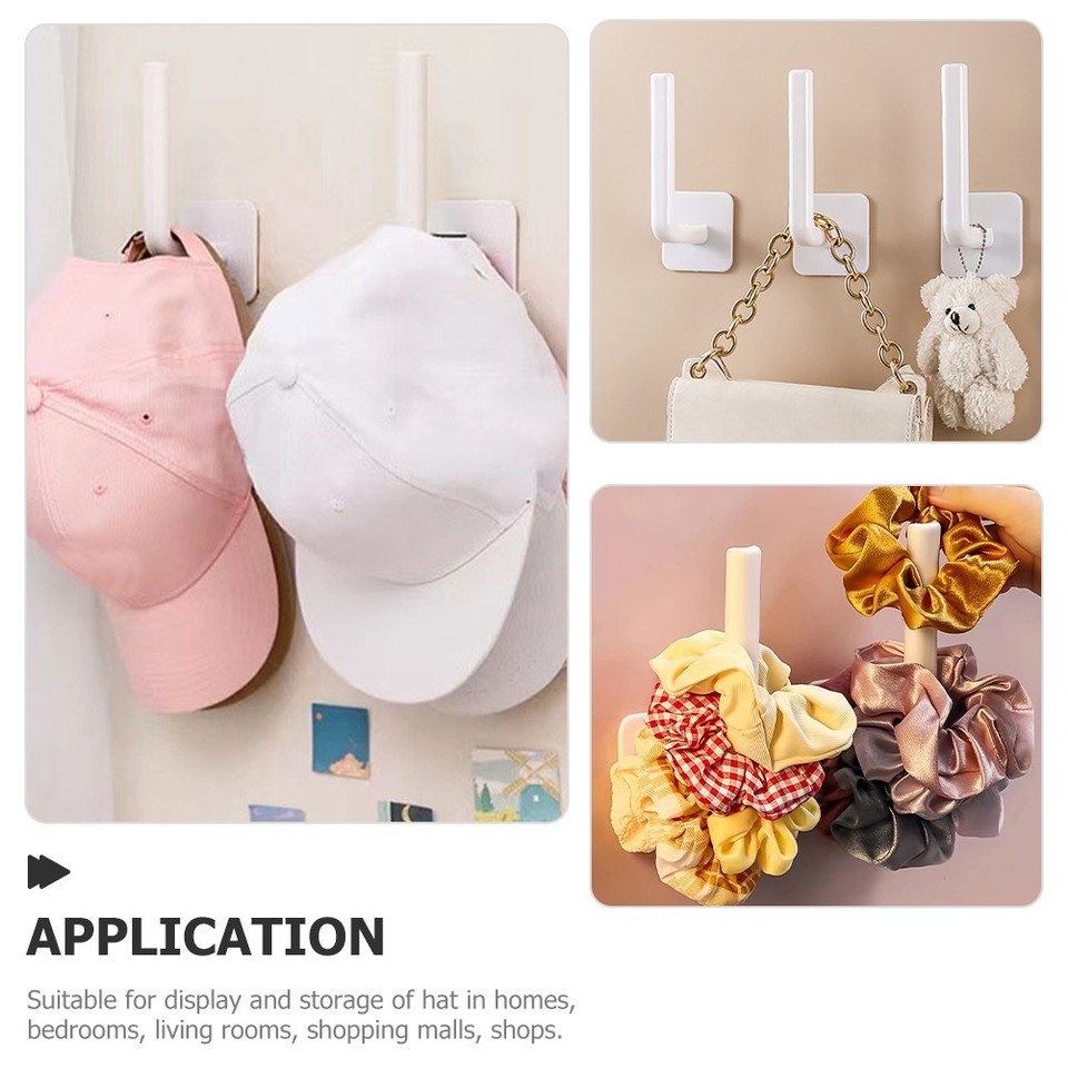 6Pcs Wall Mounted Hat Rack No Drilling Baseball Cap Hanger Headband ...