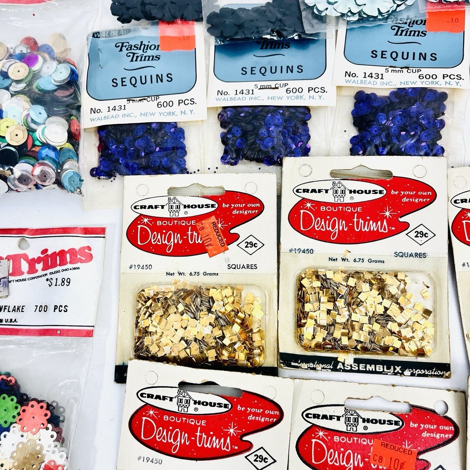 Craft House Design Trims Fancy Spangles Sequins Lot Of 20 Squares Snow ...