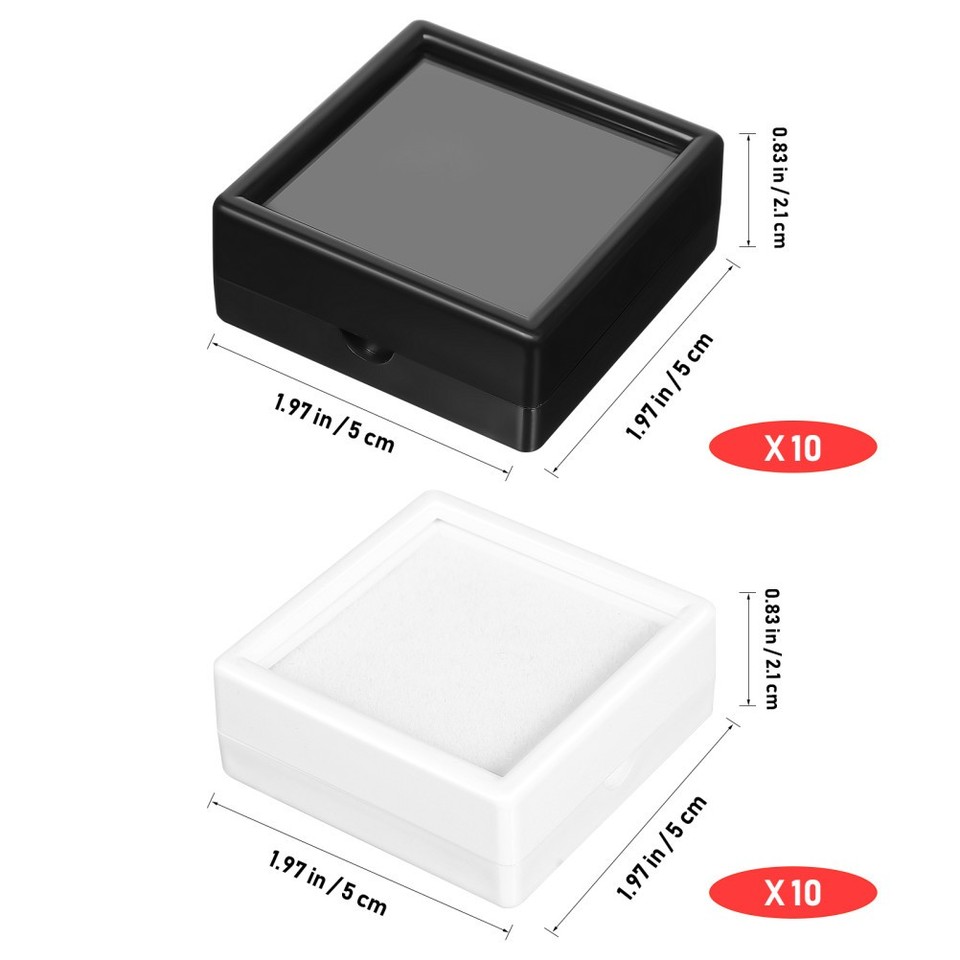 20 Pcs Square Plastic Jewelry Organizer Boxes With Transparent Cover ...