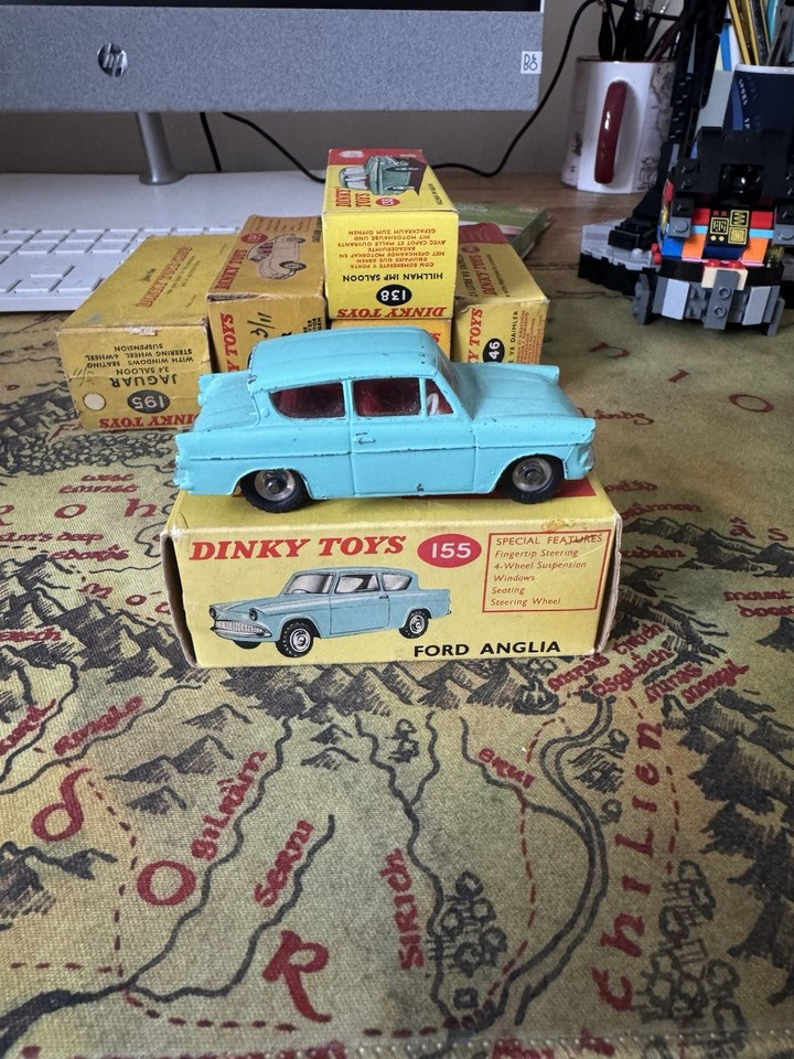 Dinky Supertoys - 155 Ford Anglia 105E - Turquoise body, red interior ...