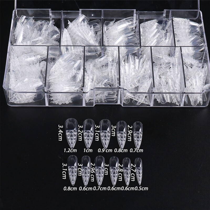 Square/Pointed Fake Concave-convex Design Nails Tip Full Cover False ...