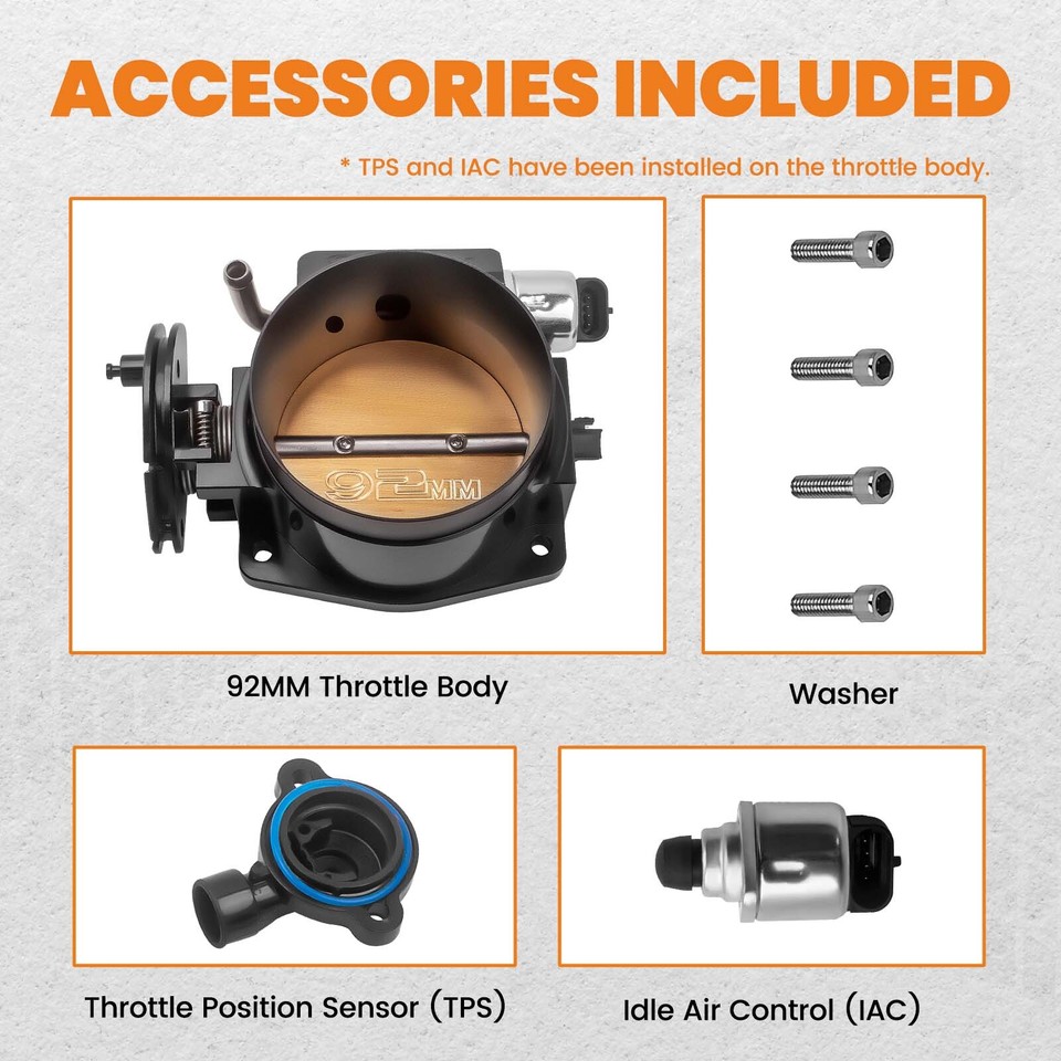 92mm Throttle body + TPS IAC Throttle Position Sensor For LSX LS LS1 ...