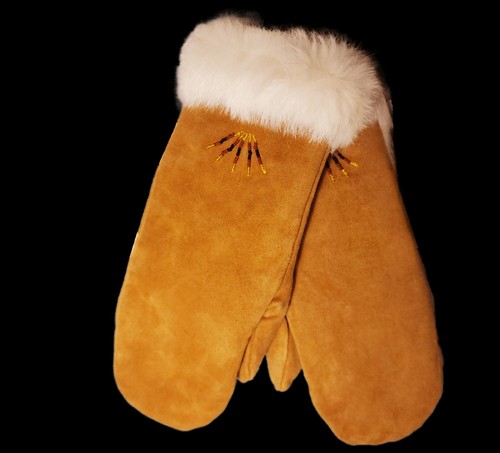 Inuit Beaded Leather Sheepskin Mittens With Handsewn Glass Beading | eBay