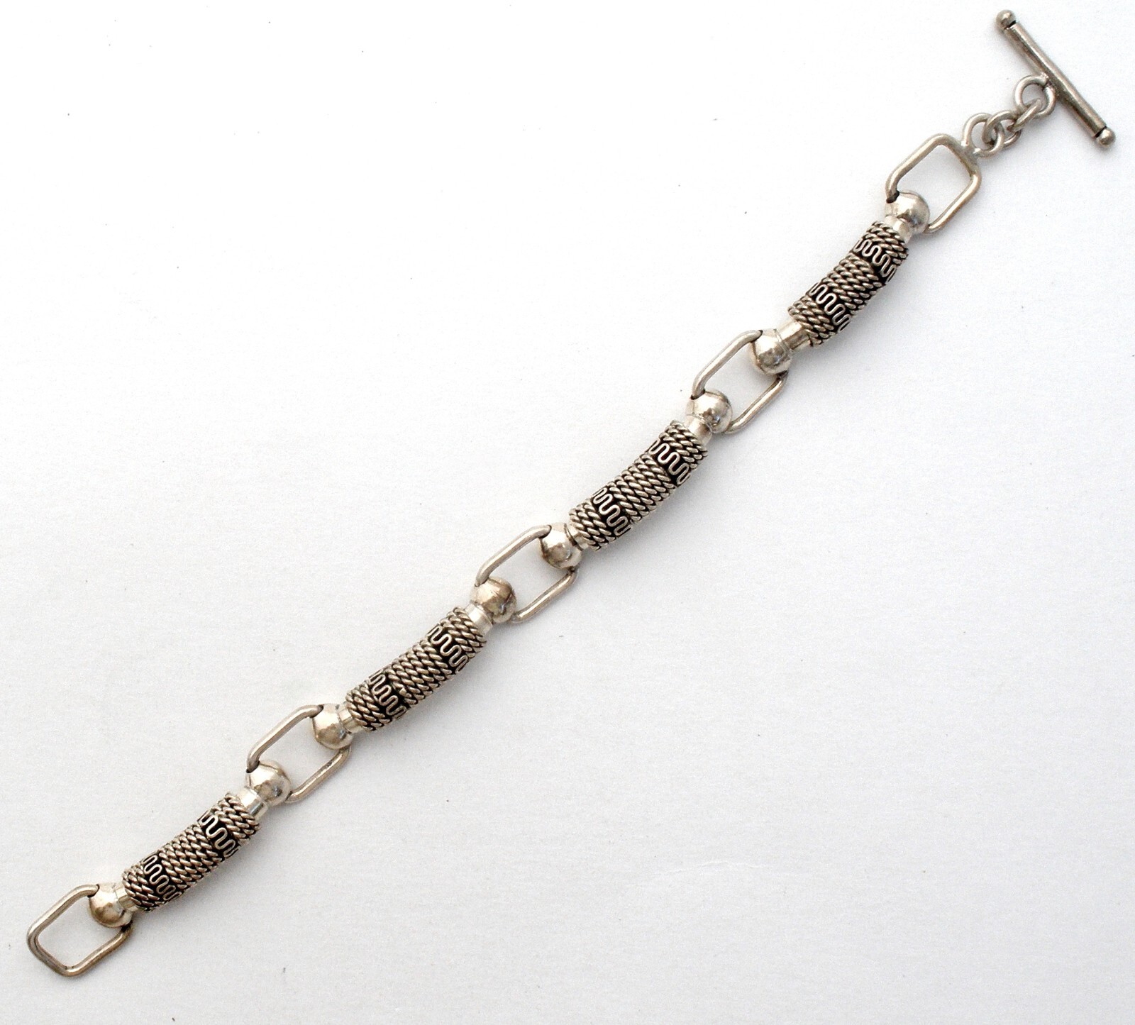 Heavy Sterling Silver Link Bracelet Twisted Design 8.5" Long Vintage ...