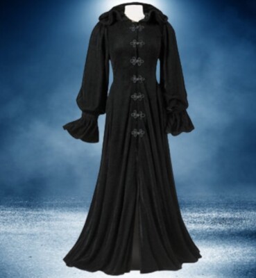 PYRAMID COLLECTION HOODED VELVET RENN COAT COSPLAY GOTHIC VICTORIAN ...