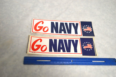 Vintage US Navy Dark Blue Pair Bumper Stickers 1980's Go Navy 9" x 3 ...