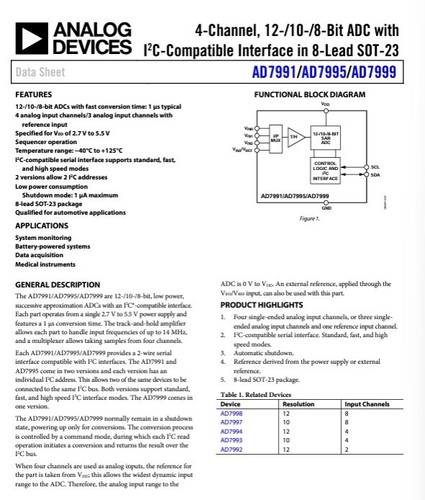1PCS AD7995YRJZ-1500RL7 ADI IC ADC 10BIT SAR SOT23-8 | eBay.de