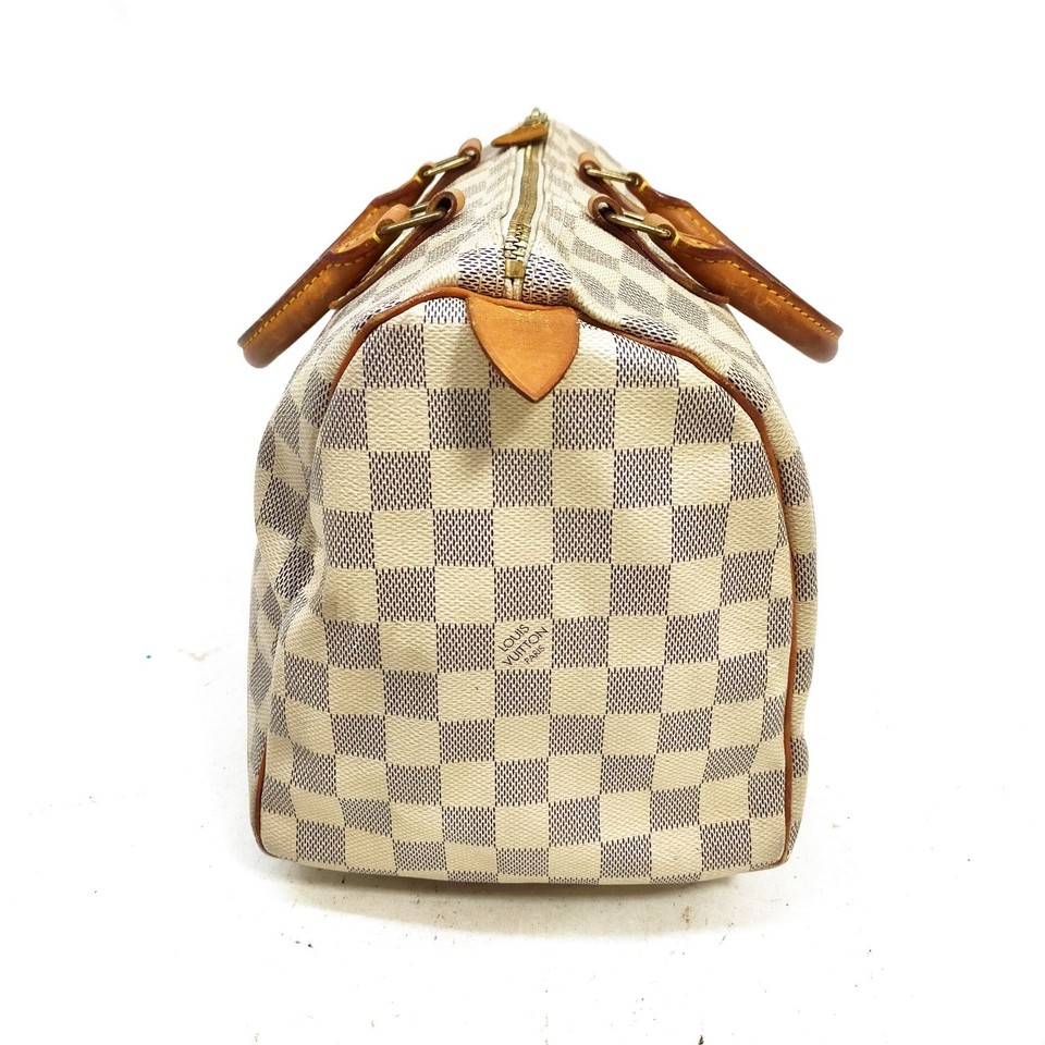 NO TARIFF Louis Vuitton LV Hand Bag N41533 Speedy 30 White Damier Azur ...
