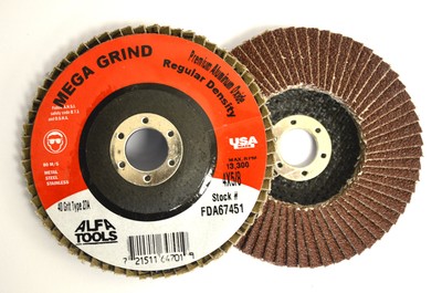 Alfa Tools FDA77452 4" x 5/8" x 60 Grit T29 Aluminum Oxide Flap Disc (5 ...