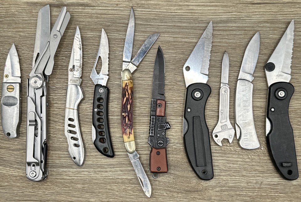 (Lot E) Lot Of 10 TSA Confiscated Assisted Manual Folding EDC Pocket ...