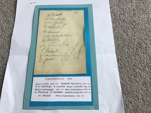 Chesterfield Football Team 1944 and 1950. ( 21 signatures ). | eBay UK