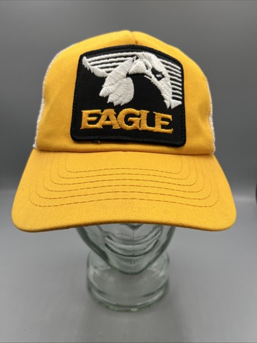 Vintage EAGLE Hat Patch Snapback Trucker Baseball Fishing Cap Yellow USA Made | eBay