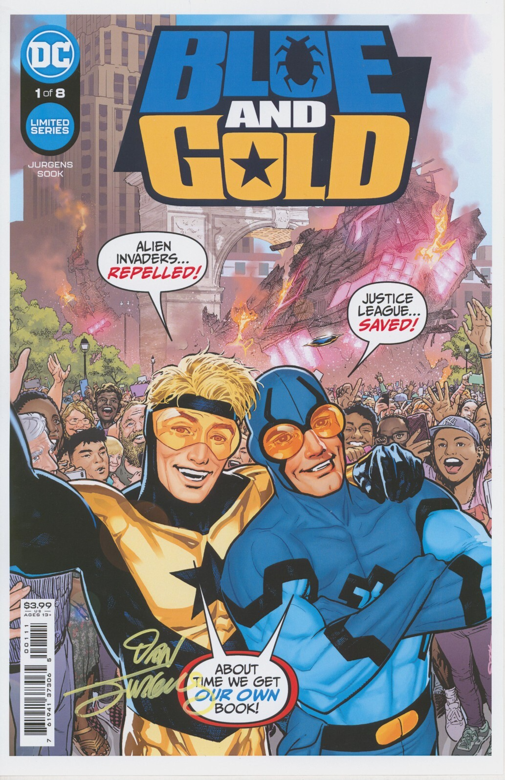 Dan Jurgens SIGNED DC Comics 11x17" Art Print ~ Blue Beetle & Booster ...