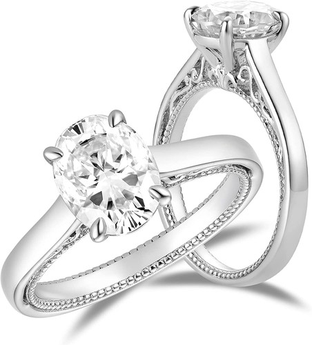 2ct 7x9mm Oval Crushed Ice Cut Moissanite Engagement Ring, Gift For ...