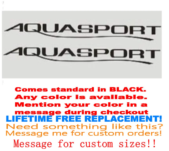PAIR of 4.5x54 Aquasport Aqua Spor Hull Decals Marine Grade Your Color ...