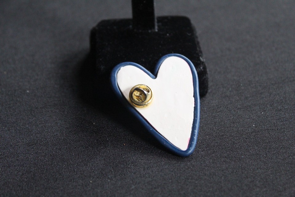 Artist Made Polymer Clay American Flag Heart Pin | eBay