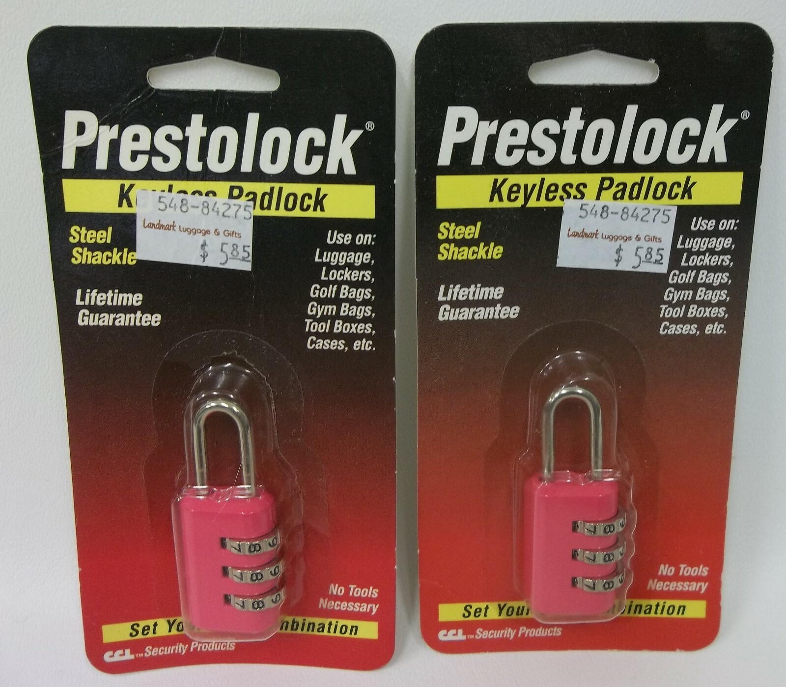 2 New NOS Prestolock Steel Shackle Keyless Padlock Combination Locks ...