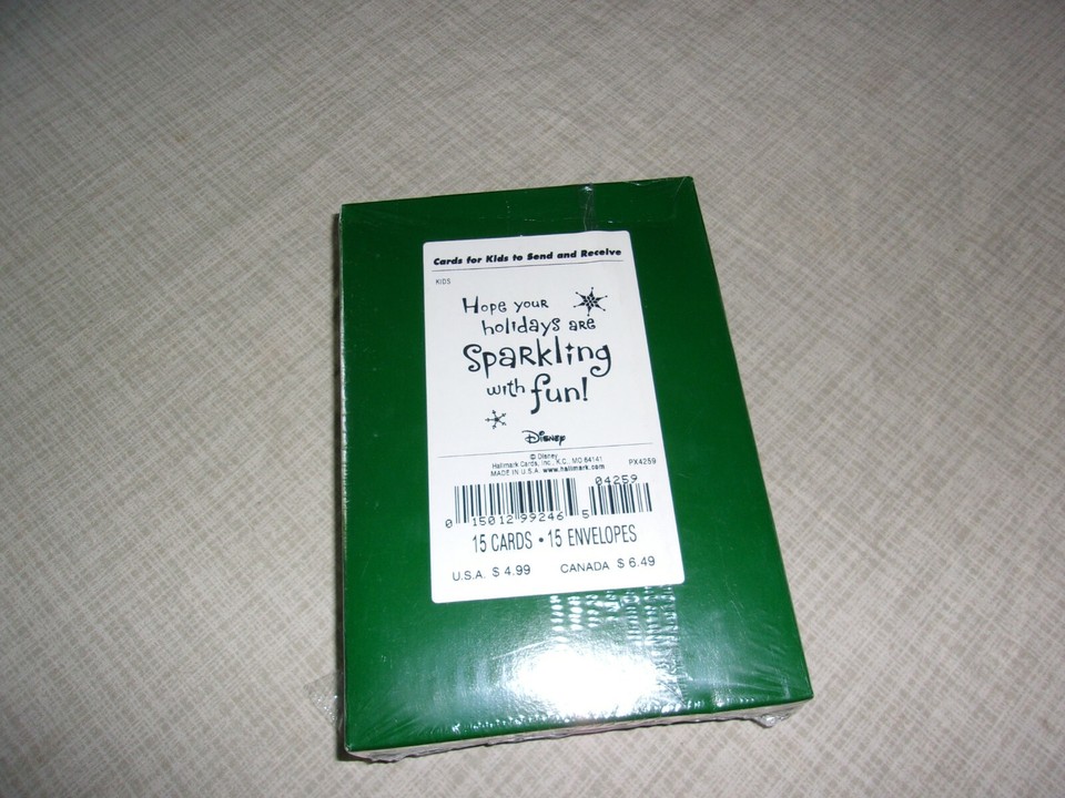 Disney Hallmark Kids Cards NOS Christmas 15 Tinkerbell 15 Envelopes USA ...