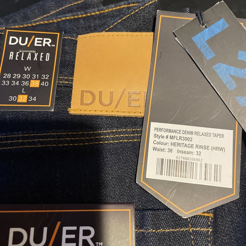 DUER DU/ER PERFORMANCE DENIM Relaxed Fit Jeans Heritage Rinse Size W38 ...