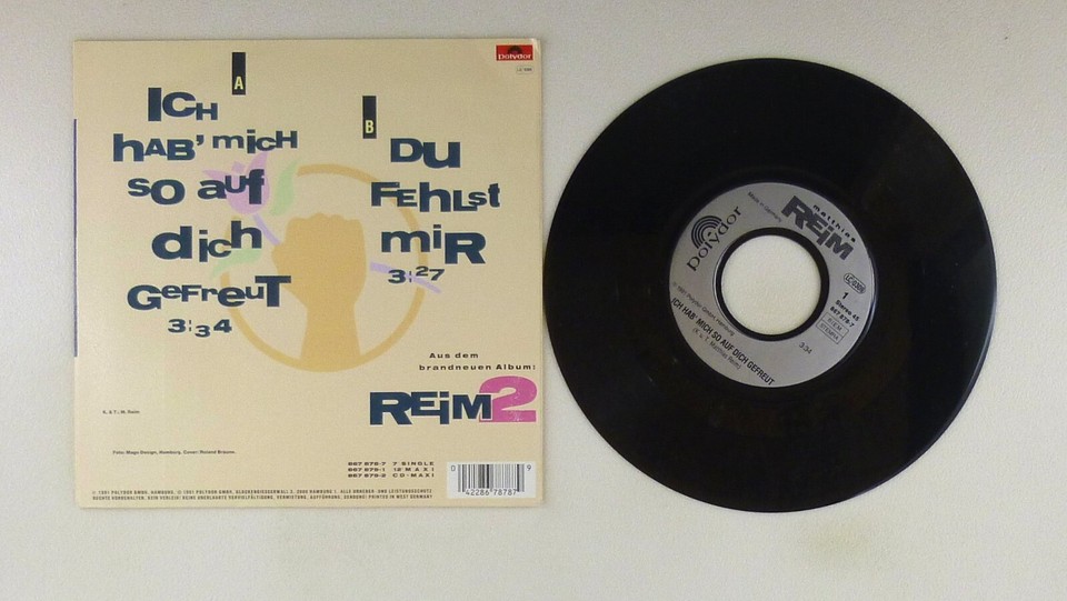 7" Single Vinyl - Matthias Reim – I Am So Happy About You - S12769 Z04 ...
