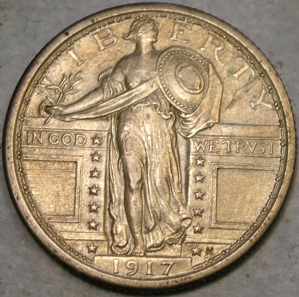 1917 LIBERTY STANDING SILVER QUARTER VERY BEAUTIFUL ATTRACTIVE SCARCE ...