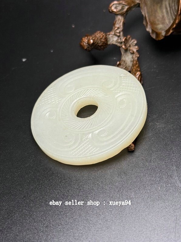 2.2" Old China Han Dynasty Natural Hetian Jade Carve Feng Shui Dragon ...