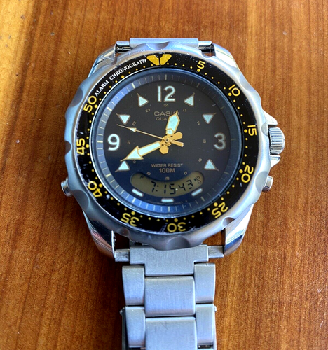 Vintage Casio DIVER ALARM CHRONOGRAPH 388 Quartz Watch # AD-520 Clean ...