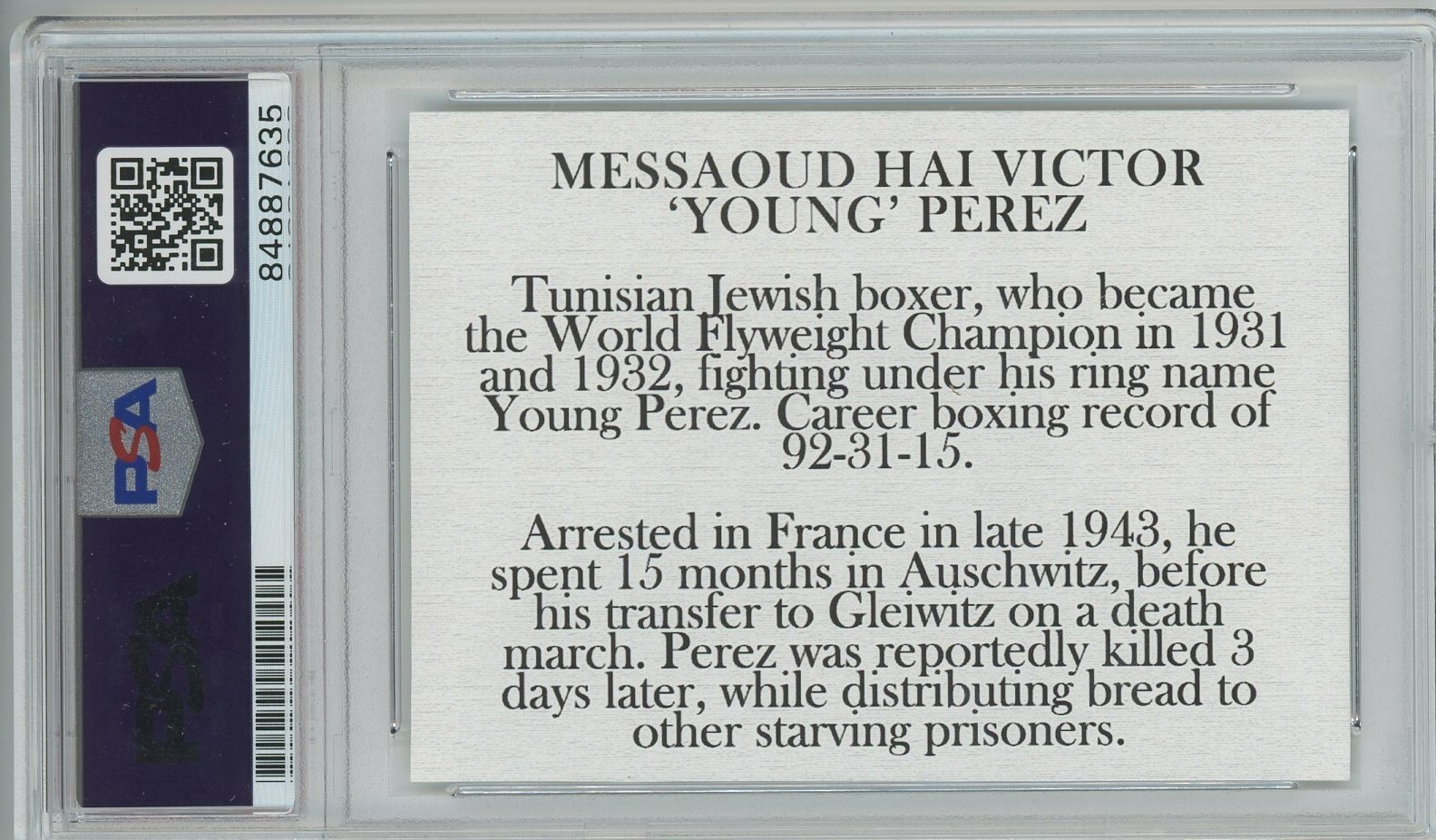 PSA/DNA Victor Young Perez Surviving Auschwitz Movie Signed Auto ...