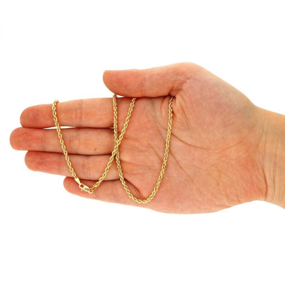 Real 10K Gold 1.8mm-9mm Rope Chain (Hollow) 16"-30" | eBay